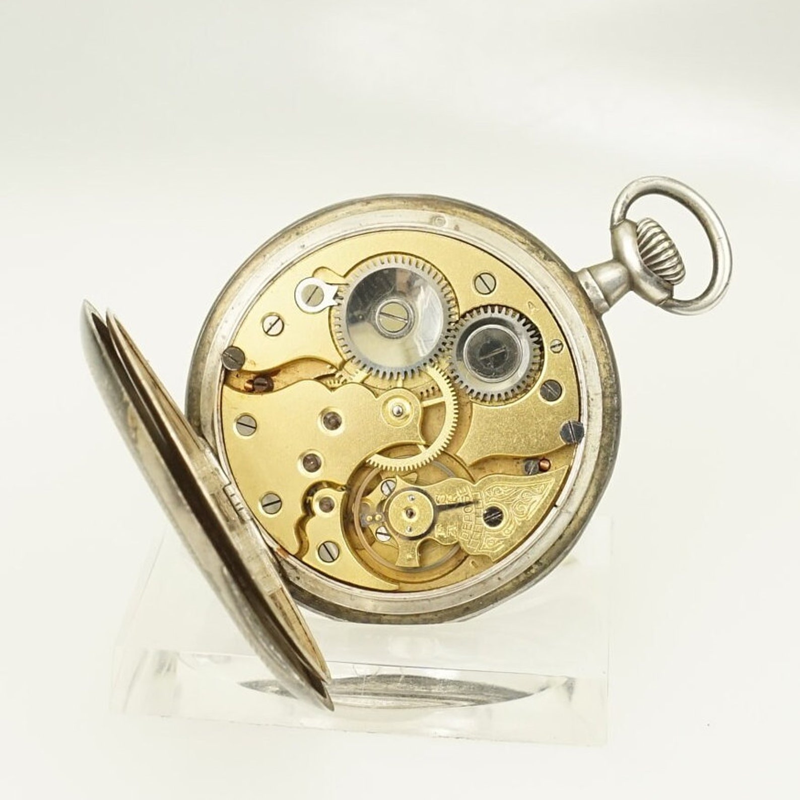 WORKING Pocket Watch Solid Silver Swiss Men's Mechanical Antique No ...
