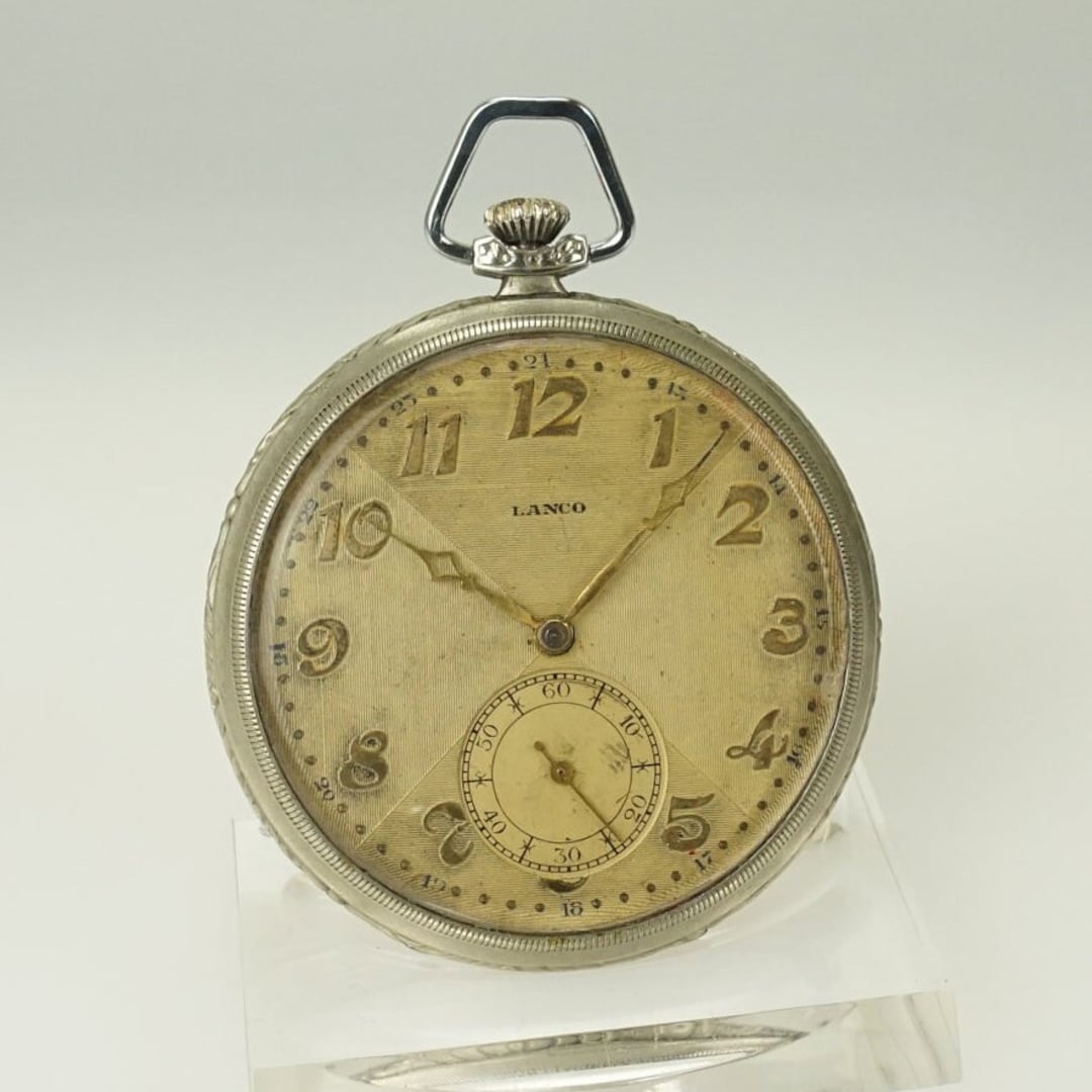 Working LANCO Art Deco Antique Pocket Watch Men's Mechanical No Fusee ...