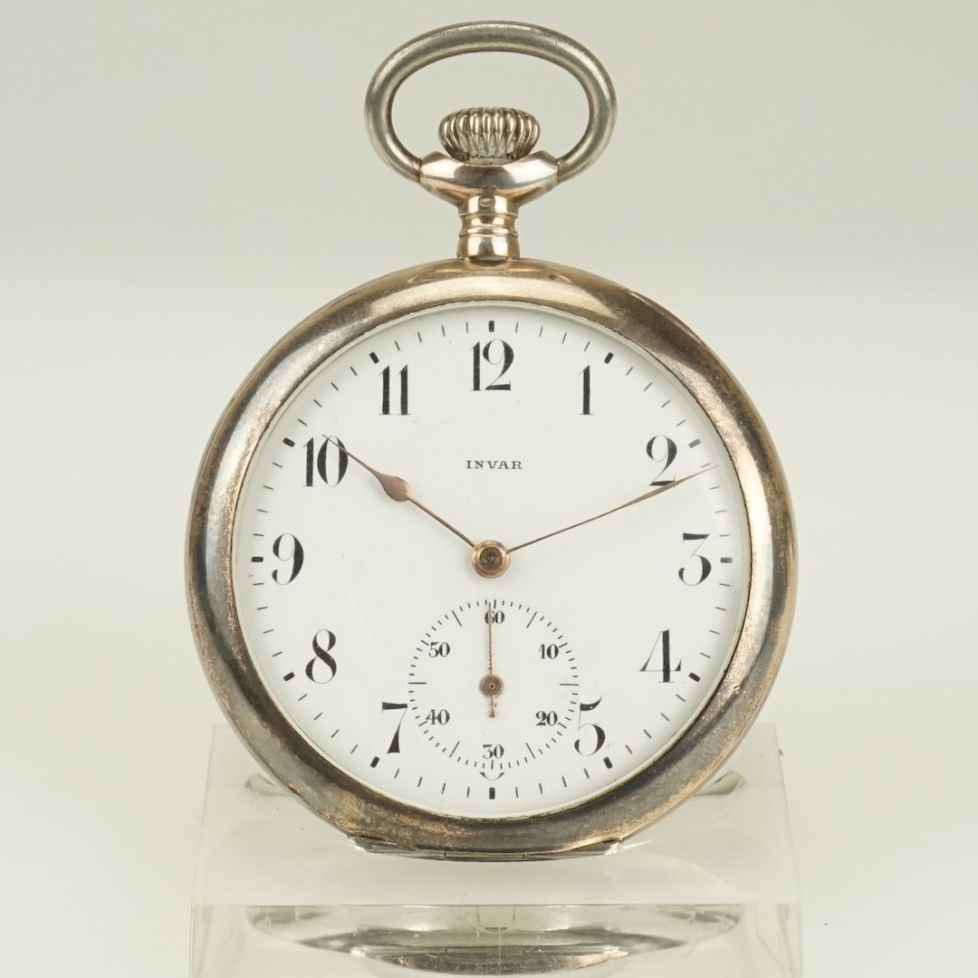 Working INVAR Solid Silver Pocket Watch Vintage Antique Men's ...