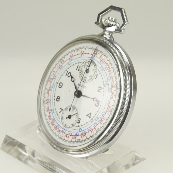 Working CHRONOGRAPH Pocket Watch Art Deko Vintage Ant… - Gem