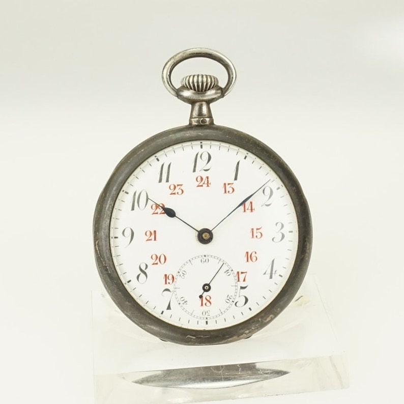 WORKING Pocket Watch Solid Silver Swiss Men's Mechanical Antique No ...