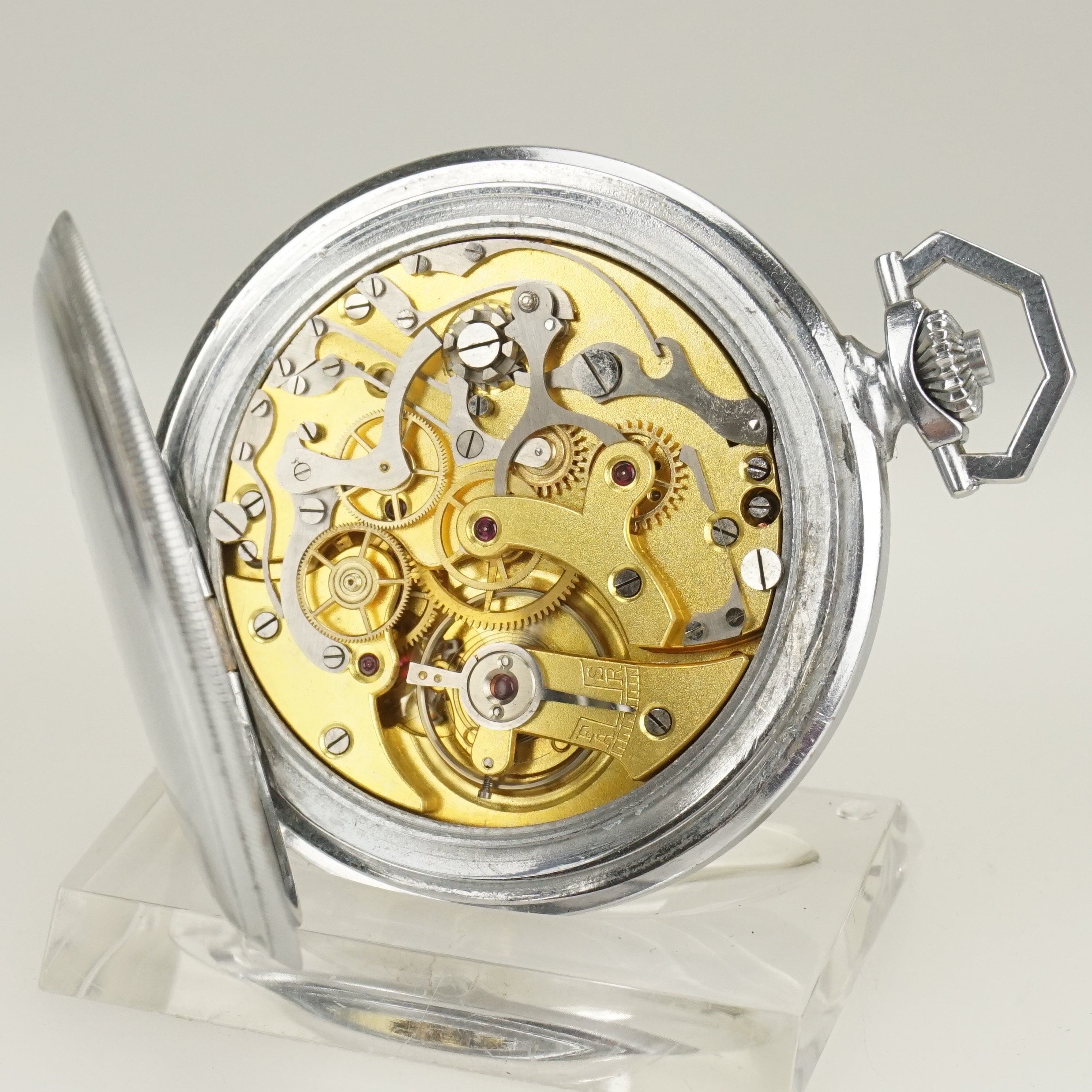 Working CHRONOGRAPH Pocket Watch Art Deko Vintage Antique Men's ...