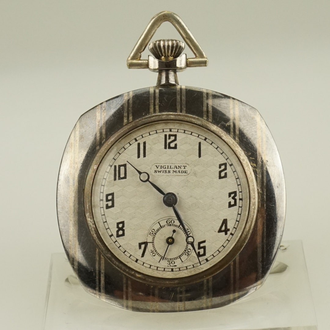 Vigilant Niello Solid Silver Swiss Made Pocket Watch - Etsy