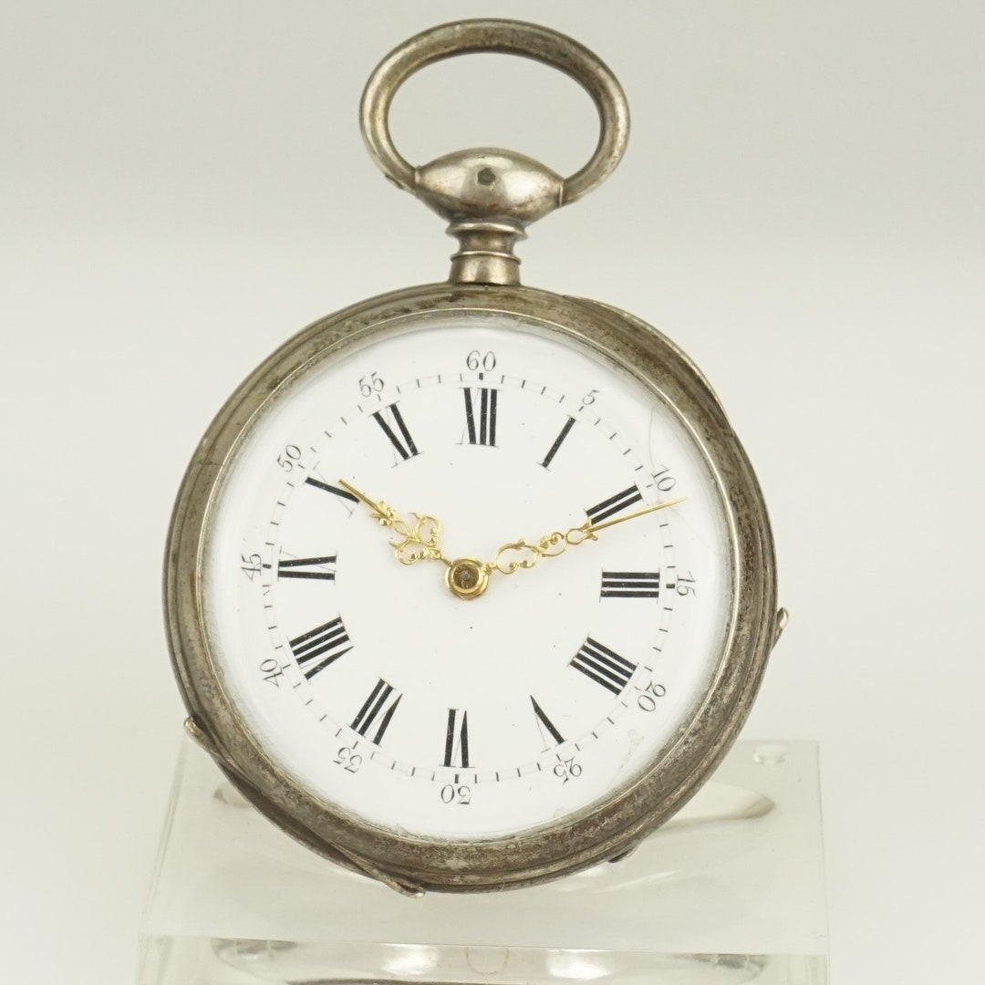 WORKING Pocket Watch Key-wound Solid Silver Antique Swiss Men's ...