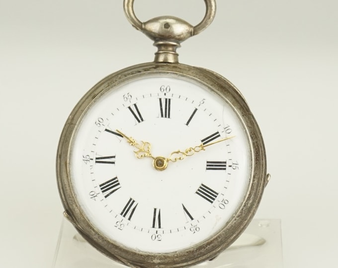 WORKING Pocket Watch Key-wound Solid Silver Antique Swiss Men's ...