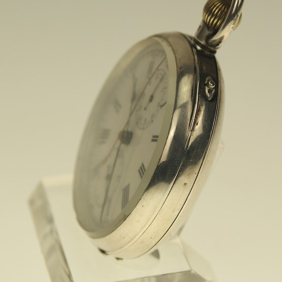 Working CHRONOGRAPH Pocket Watch SILVER Art Deko Anti… - Gem