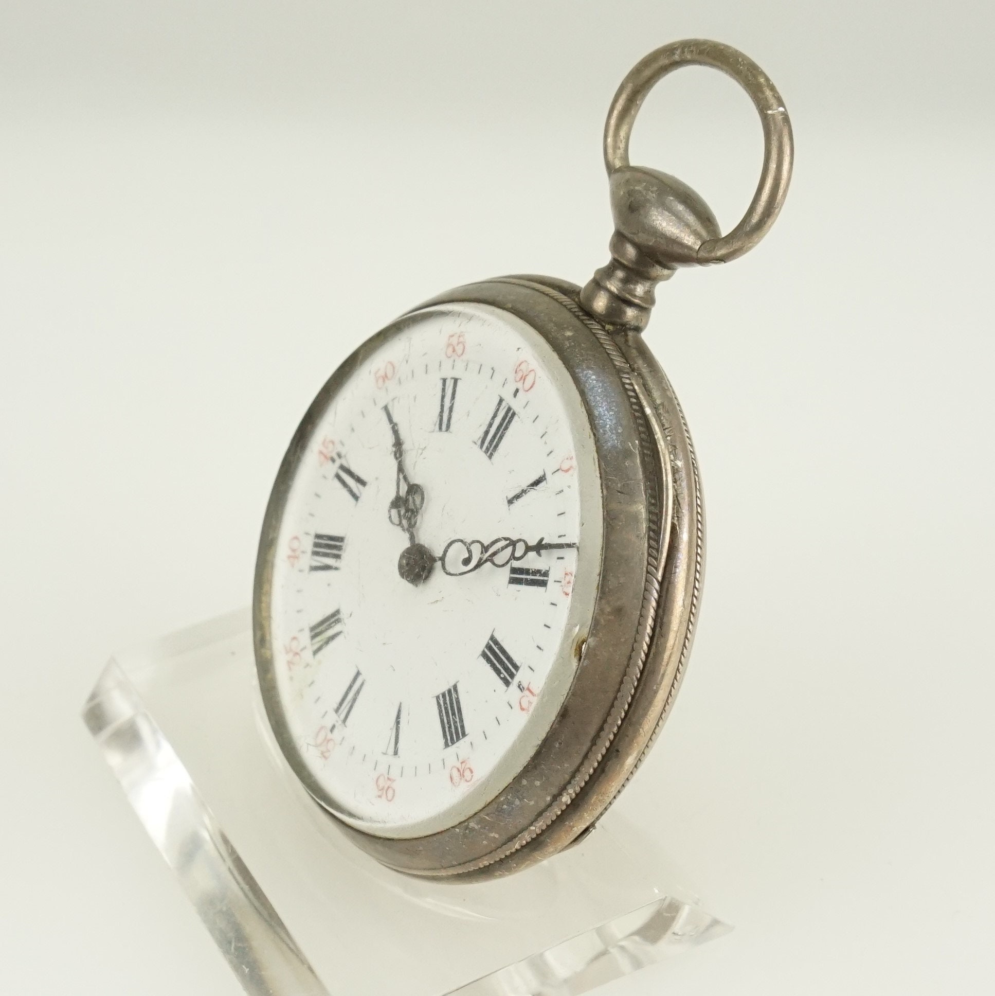 WORKING Pocket Watch Key-wound Solid Silver Antique Swiss Men's ...
