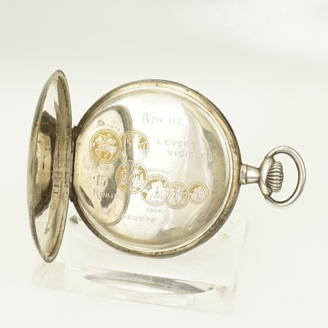 WORKING Pocket Watch Solid Silver Swiss Men's Mechanical Antique No ...