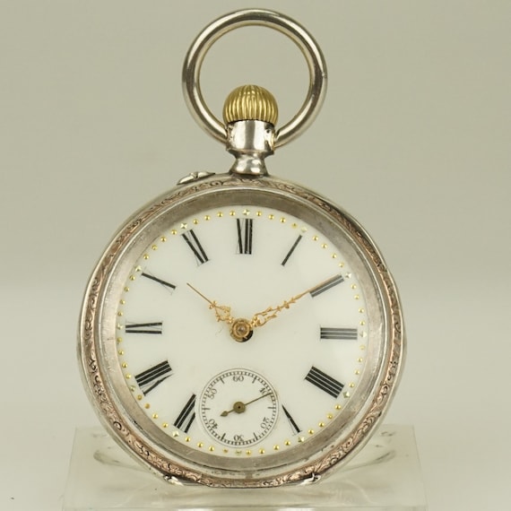 Working Solid Silver Swiss Made Pocket Watch Men's no… - Gem