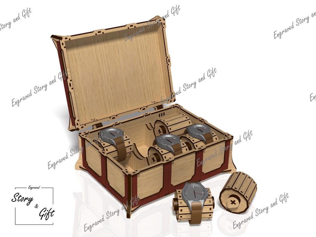 Watch Box - Bracelet Box - Jewellery Box - Watch Support - DXF, SVG ...