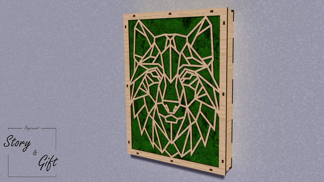 Caixa de musgo, animal abstrato, lobo Corte a laser arquivo digital DXF ...