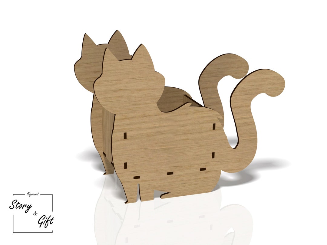 Cat Box - Animal Box - Laser Cut File - DXF, SVG, CDR - 3mm and 4mm - Etsy