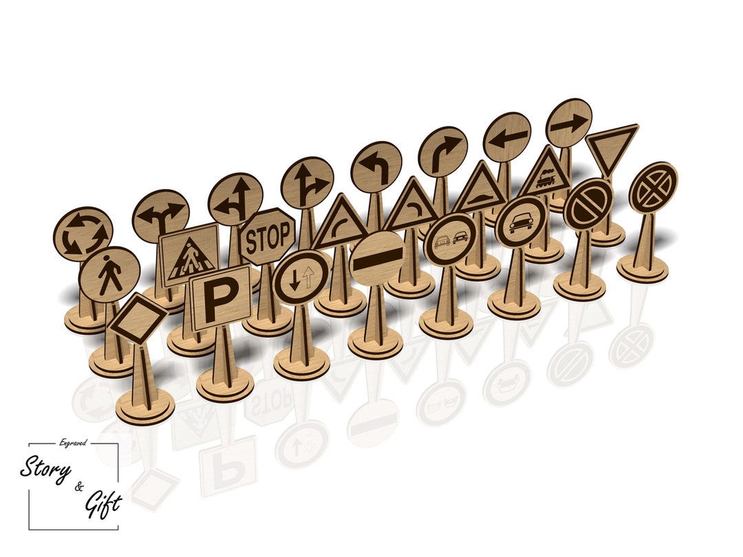 Road Signs - Traffic Indicator - Wood Game - Laser Cut File - DXF, SVG ...