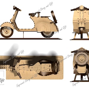 Scooter - Motorcycle - 3D Puzzle - Laser Cut File - DXF - SVG - CDR - Etsy