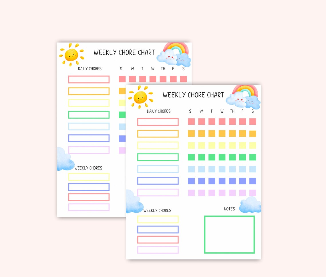Weekly Chore Chart, Chore Chart for Kids Printable, Visual Chore Chart ...