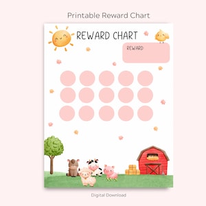 Printable Farm Reward Chart, Daily Chore Chart, Kids Routine Sticker ...