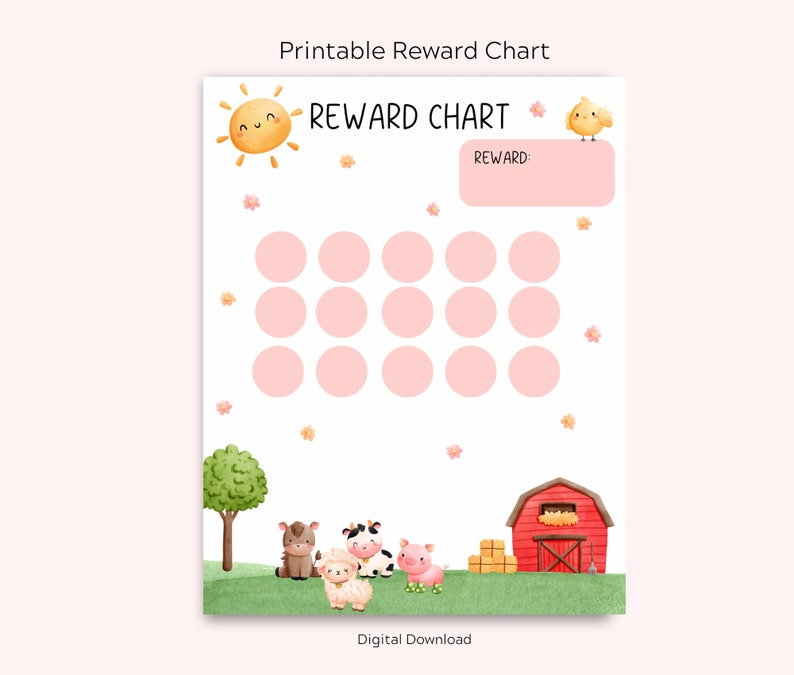 Printable Farm Reward Chart, Daily Chore Chart, Kids Routine Sticker ...