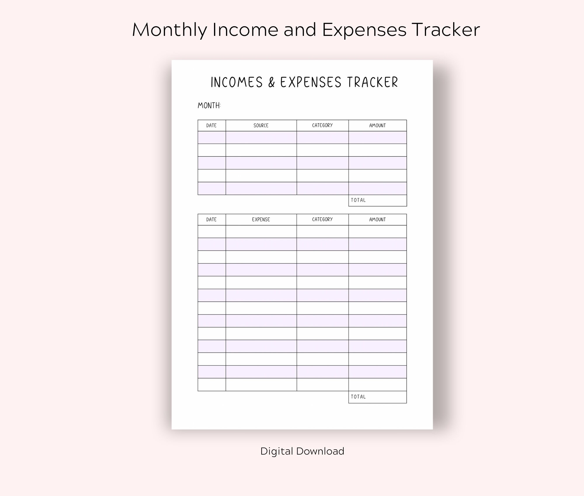 Income and Expenses Tracker, Monthly Bill Payment Tracker, Income Log ...