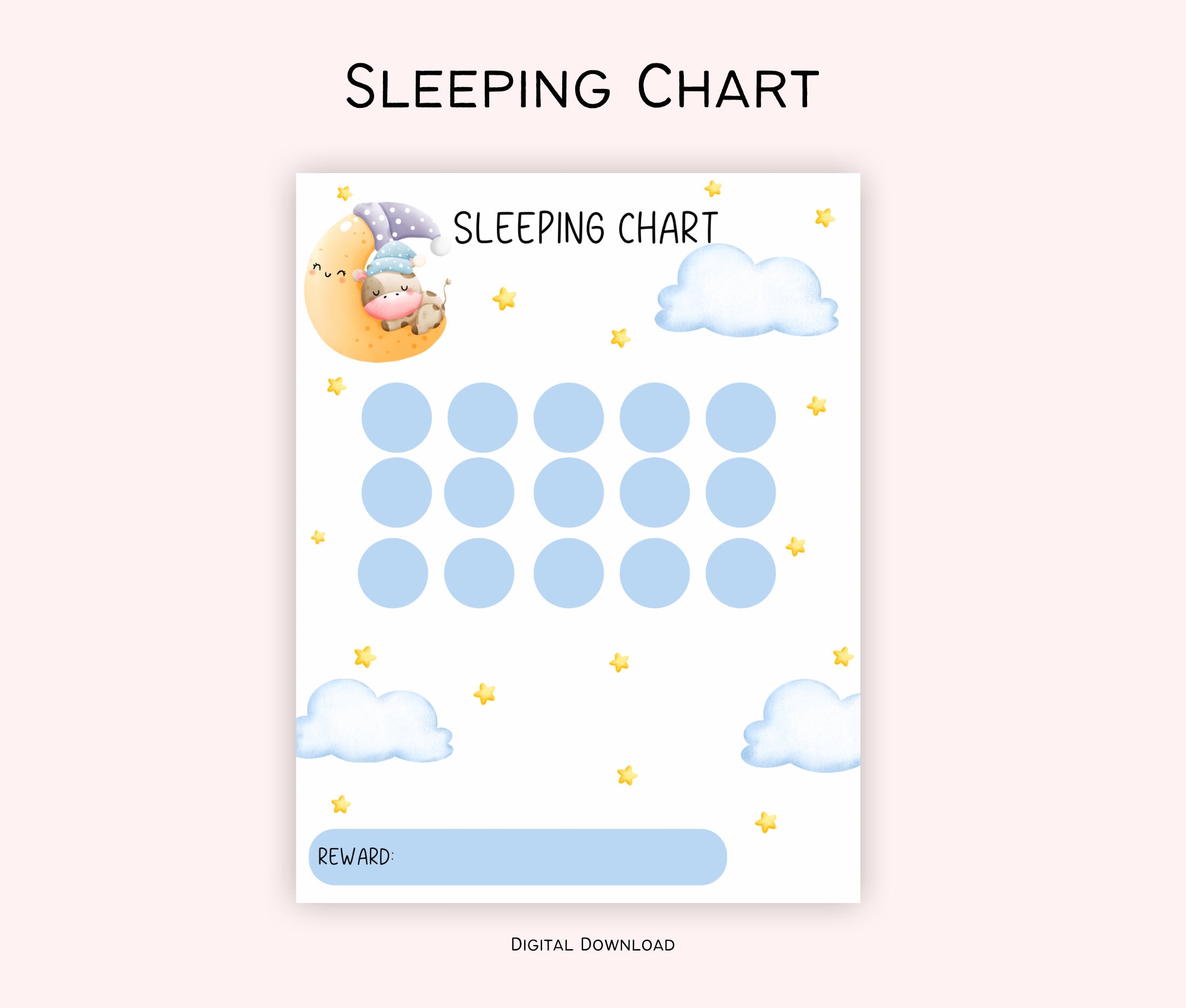 Printable Bedtime Chart, Sleep Chart for Kids, Bedtime Reward Chart ...