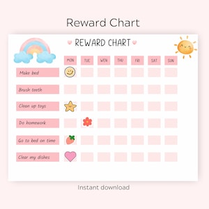 Printable Rainbow Reward Chart, Kids Chore Chart, Behavior Chart ...