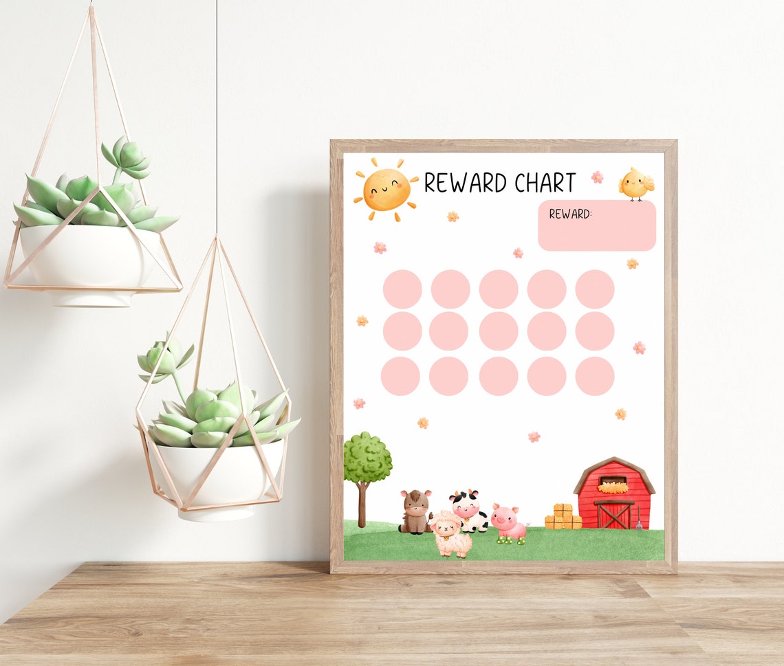 Printable Farm Reward Chart, Daily Chore Chart, Kids Routine Sticker ...