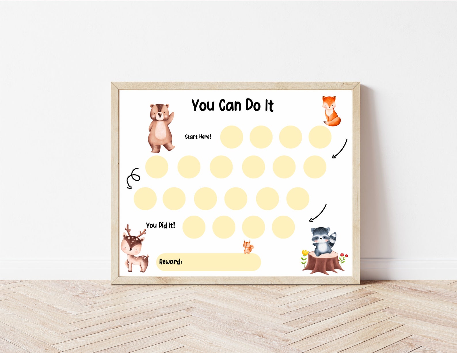 Woodland Animals Printable Reward Chart, Potty Training Chart, Girls ...