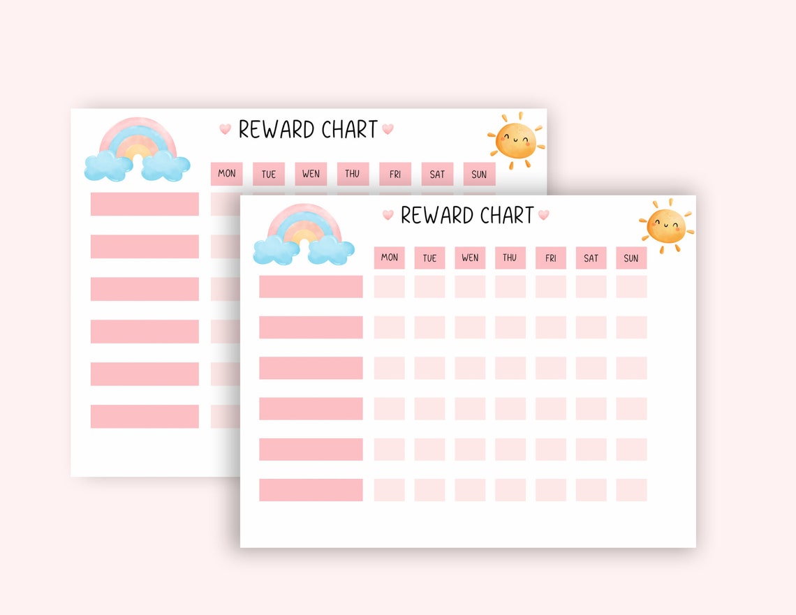 Printable Rainbow Reward Chart, Kids Chore Chart, Behavior Chart ...