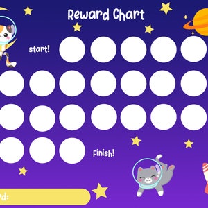 Printable Outer Space Cat Reward Chart, Instant Download Reward Chart ...