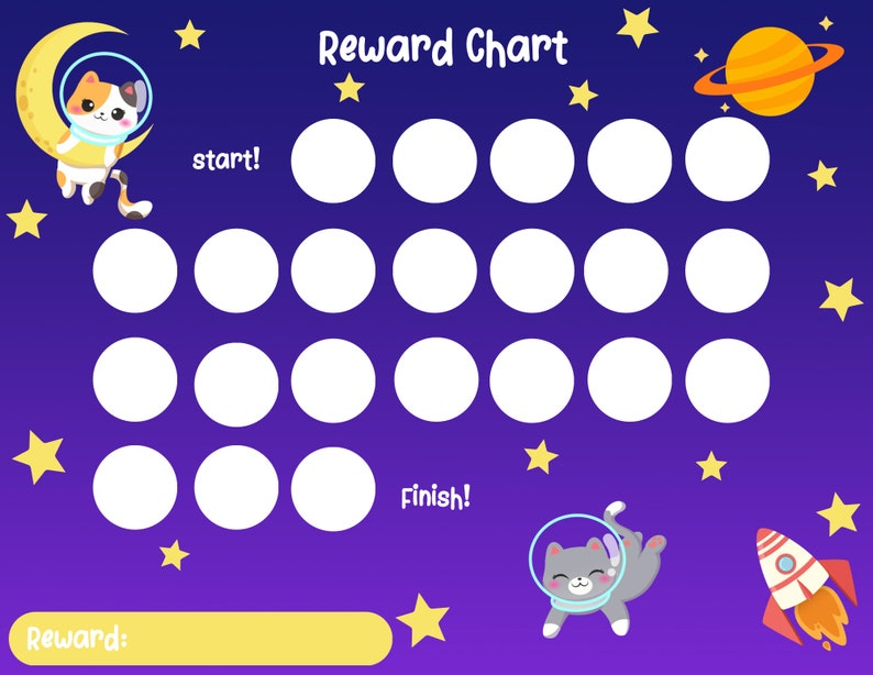 Printable Outer Space Cat Reward Chart, Instant Download Reward Chart ...