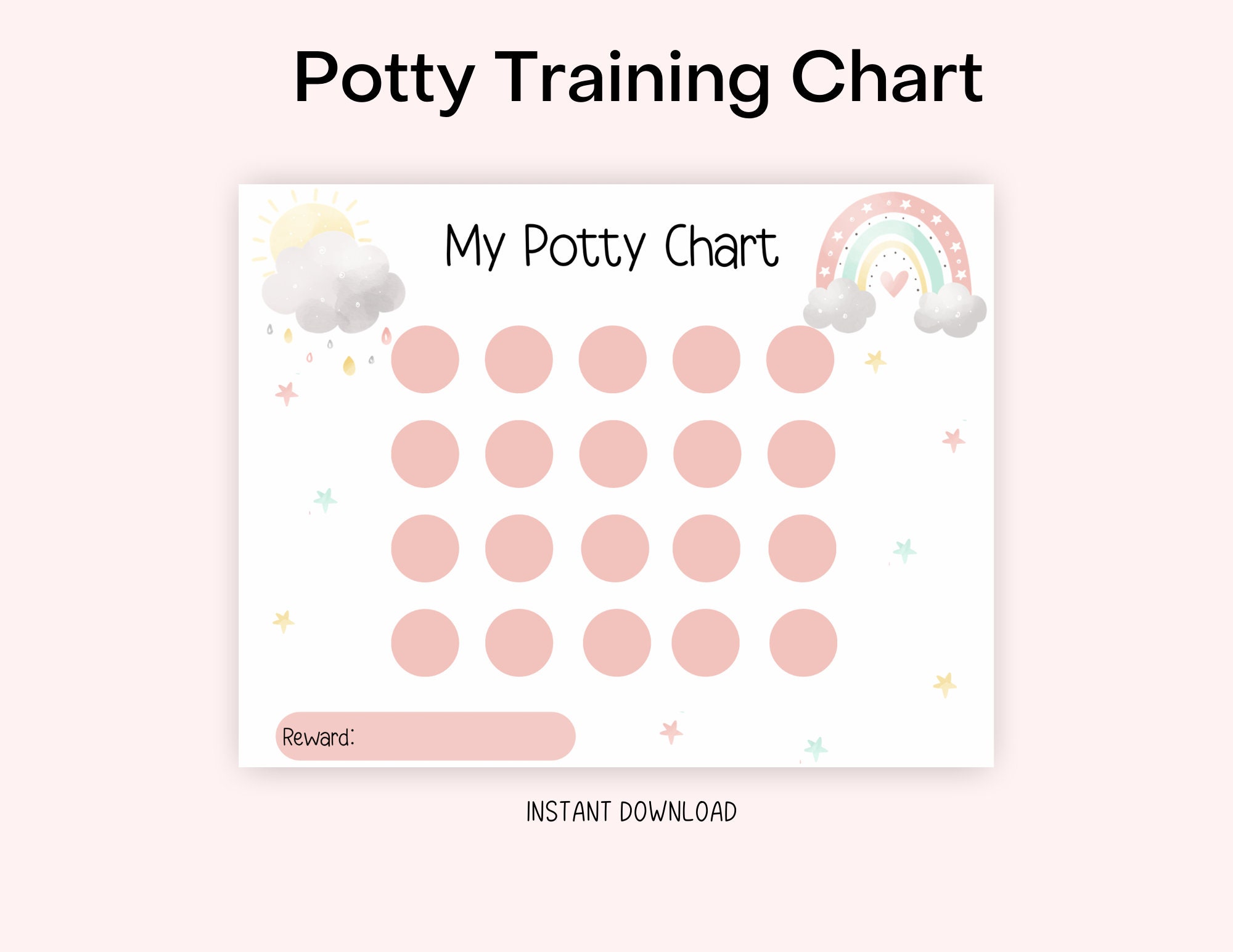 Printable Potty Training Chart, Reward Chart for Kids, Instant Download ...