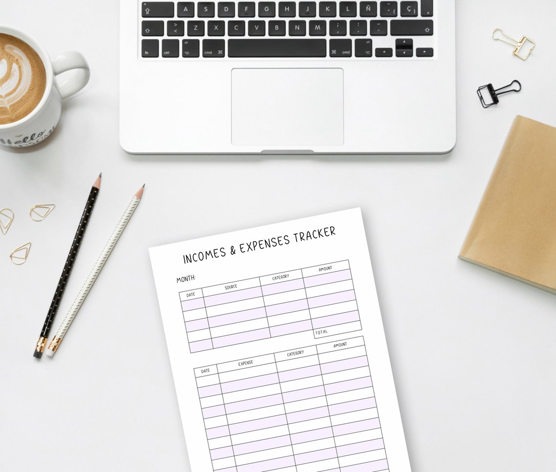 Income and Expenses Tracker, Monthly Bill Payment Tracker, Income Log ...