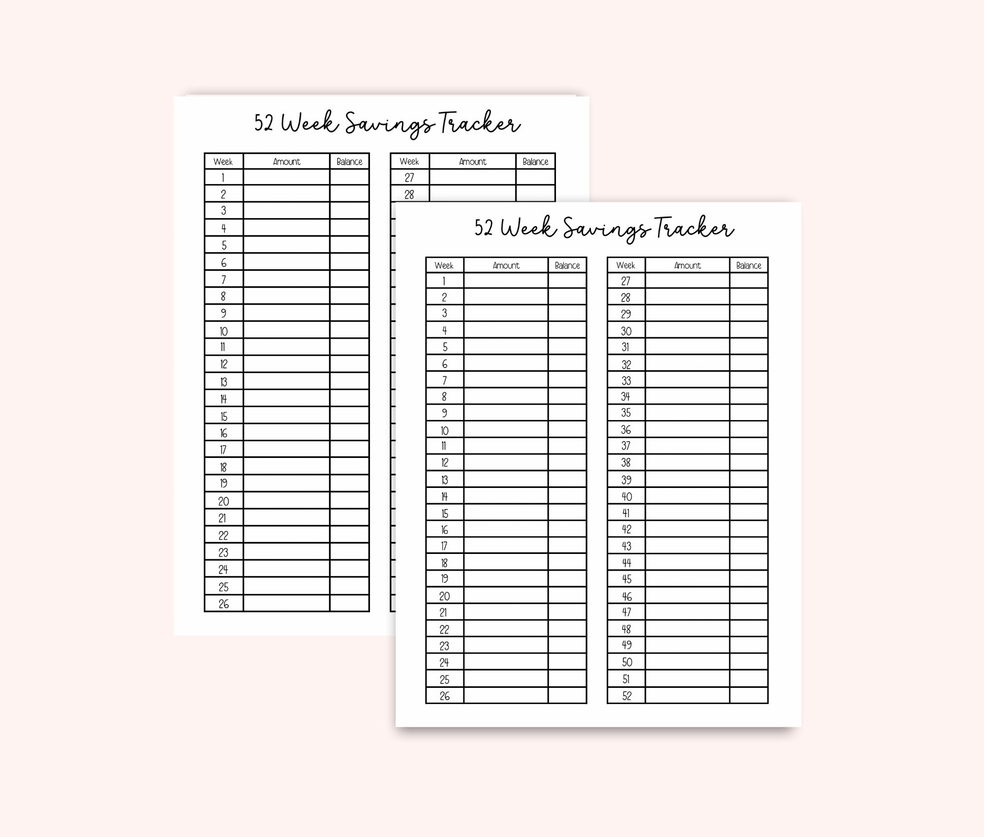 52 Week Savings Tracker, Financial Planner, Money Savings Goal, Print ...