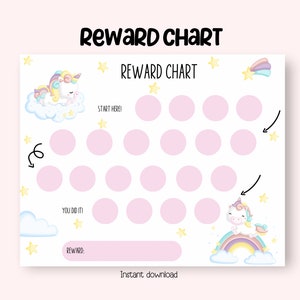 Unicorn Reward Chart Printable, Behavior Chart, Daily Chore Chart ...