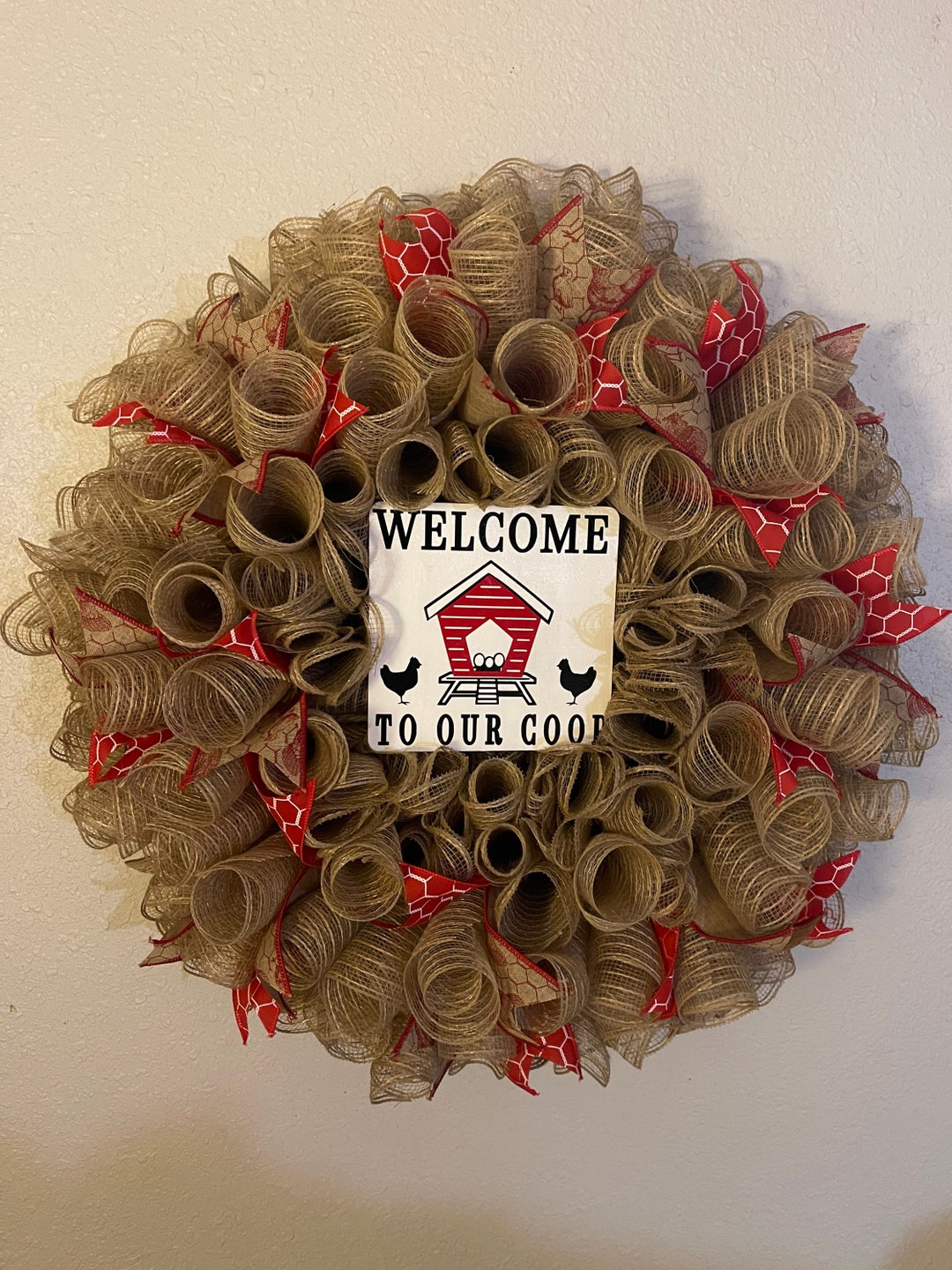 Welcome to Our Coop Sign, Chicken Wreath, Chicken Sign, Chicken Decor ...