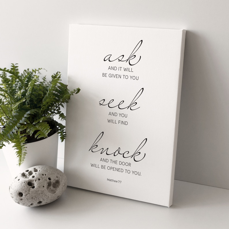 Matthew 7:7 Ask Seek Knock Bible Verse Wall Art, Bible Quote Poster ...