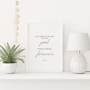 Psalm 107:1 Give Thanks to the Lord Bible Verse Wall Art, Bible Quote ...