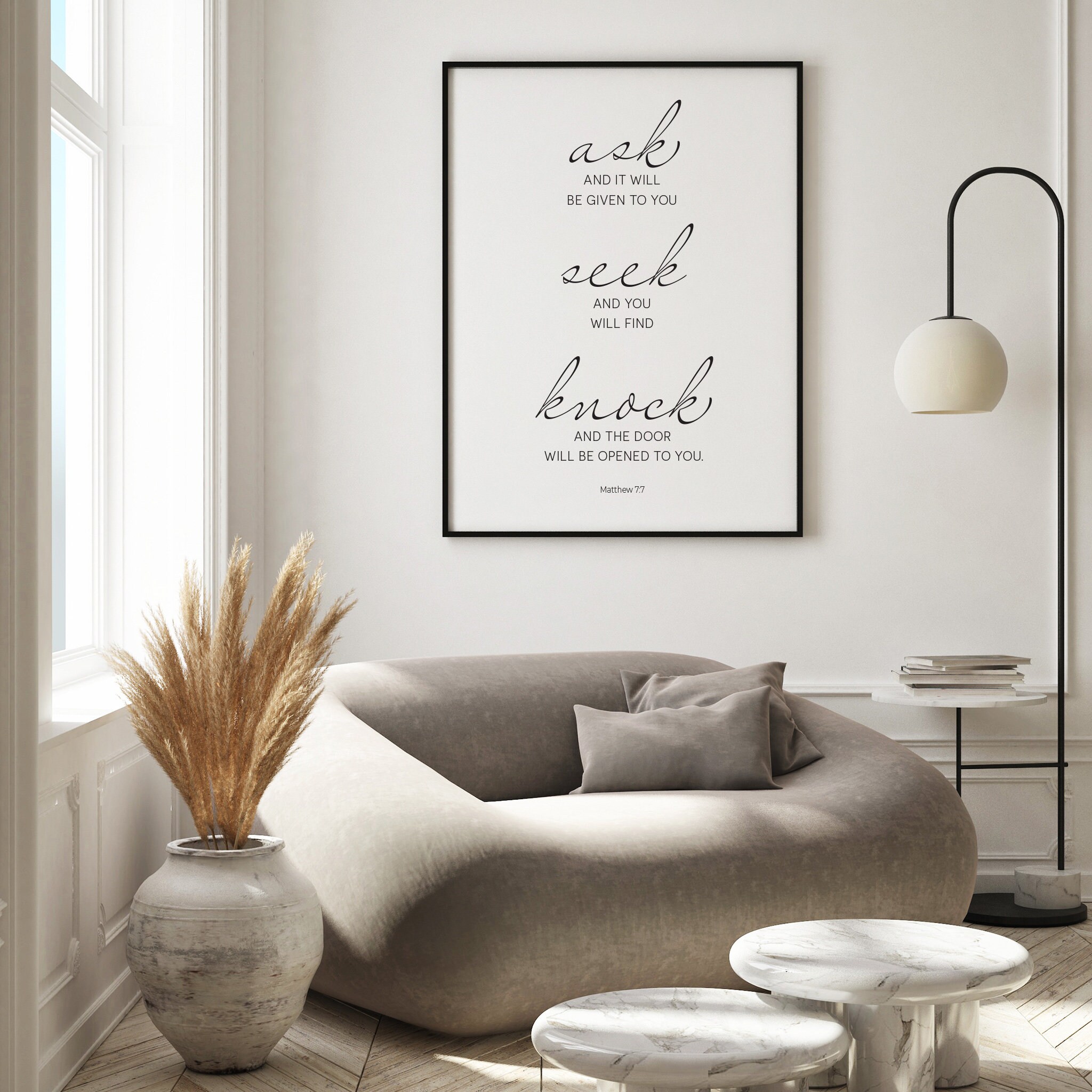 Matthew 7:7 Ask Seek Knock Bible Verse Wall Art, Bible Quote Poster ...