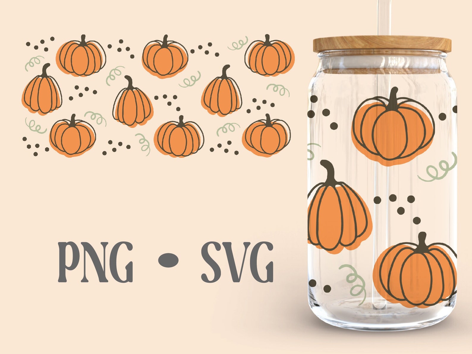 Pumpkin Svg, 16oz Glass Can Cutfile, Thanksgiving Svg, Pumpkin Svg ...