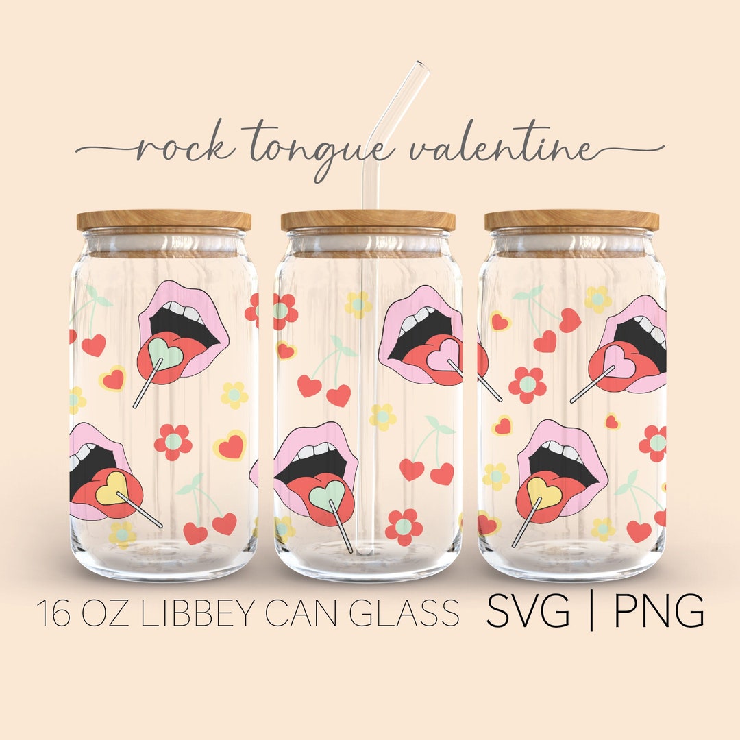 Rock Tongue Valentine • 16oz Glass Can Cut File, Rock Tongue Svg ...