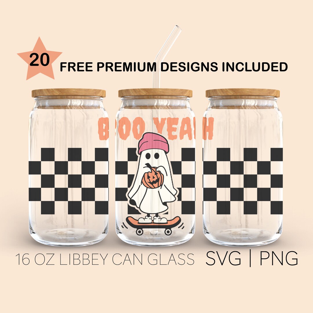 Boo Yeah Svg, 16 Oz Libbey Glass Svg, Ghost Svg, Halloween Svg, Can ...