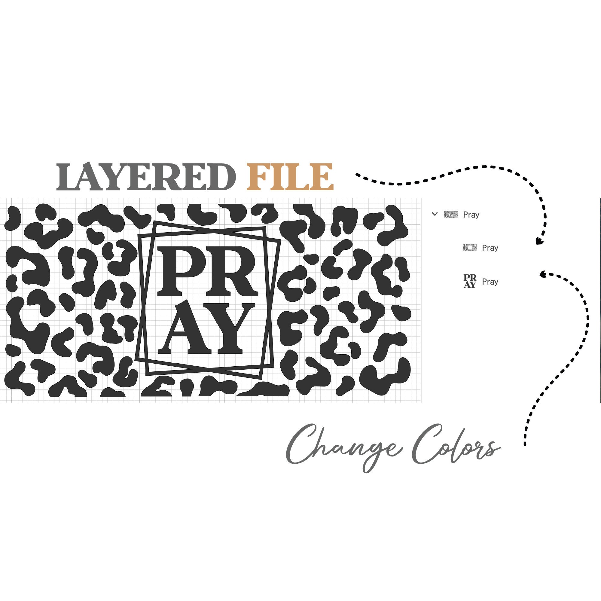 Pray Svg, 16 Oz Glass Can Cut File, Leopard Print, Christian Svg, Bible ...