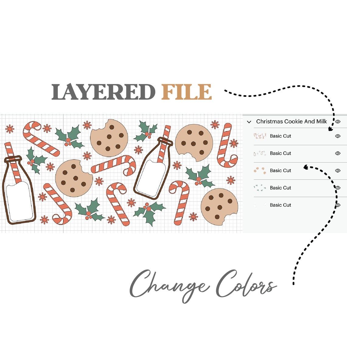 Christmas Cookie & Milk 16oz Glass Can Cutfile Milk for - Etsy