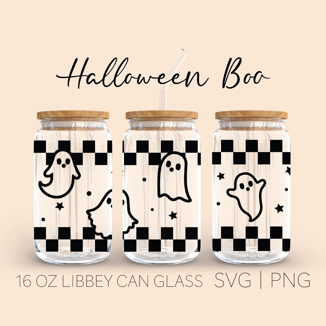 Halloween Boo Libbey Can Glass Svg, 16 Oz Can Glass, Ghost Svg ...