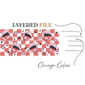 Checkered Rock Tongue • 16oz Glass Can Cut File, Valentines Svg, Sucker ...