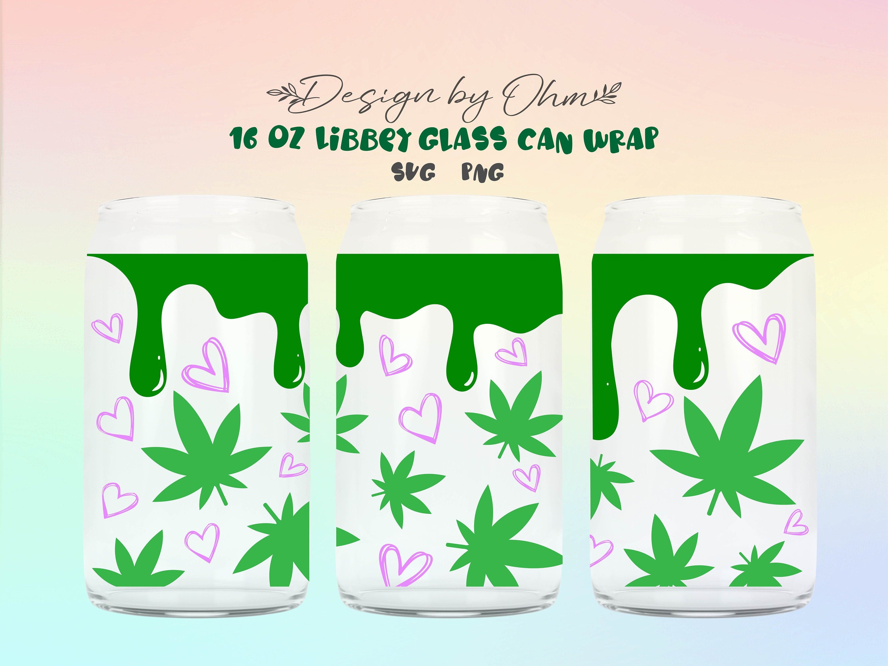 Weed Heart Libbey Wrap Svg Stoner 16oz Libbey Can Glass Full - Etsy