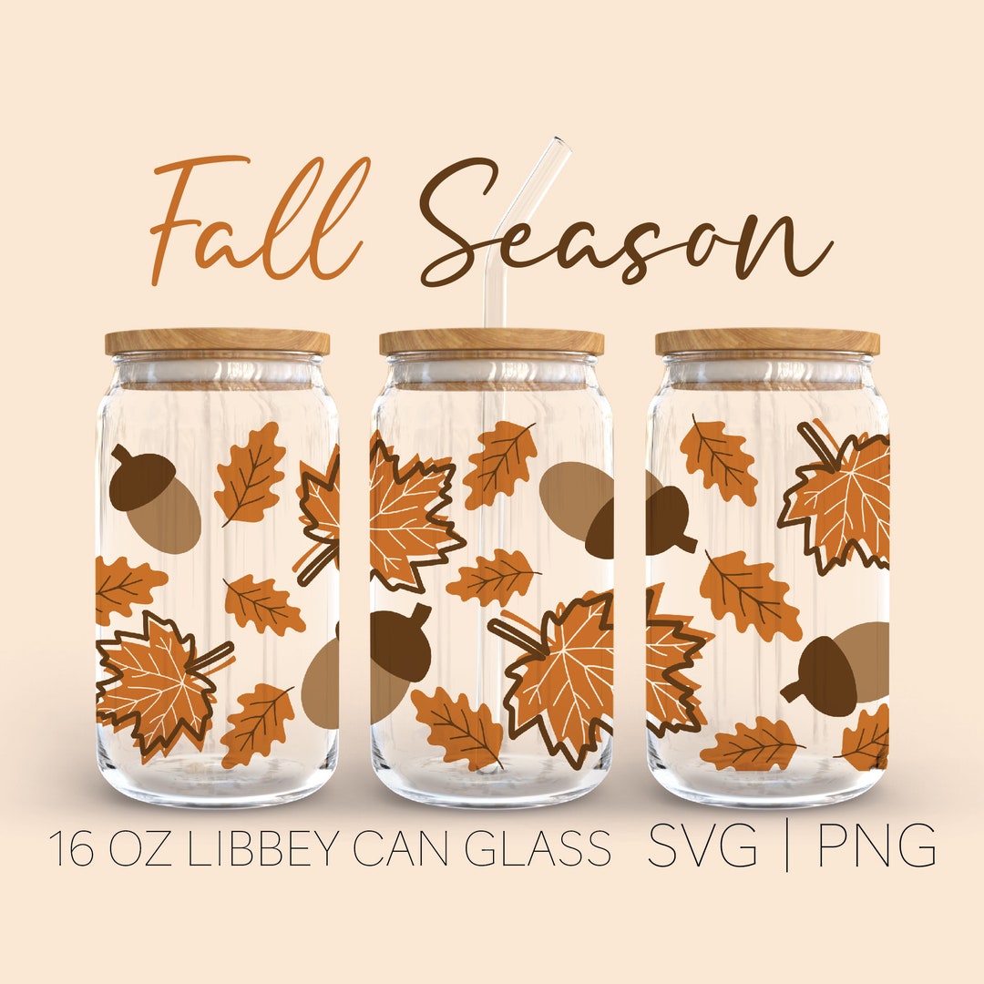 Autumn Leaves Libbey Can Glass Svg, 16 Oz Can Glass, Autumn Leaves Svg ...
