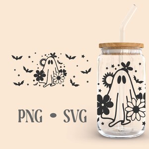 Ghost Flowers Libbey Can Glass Svg, 16 Oz Can Glass, Ghost Svg, Wild ...