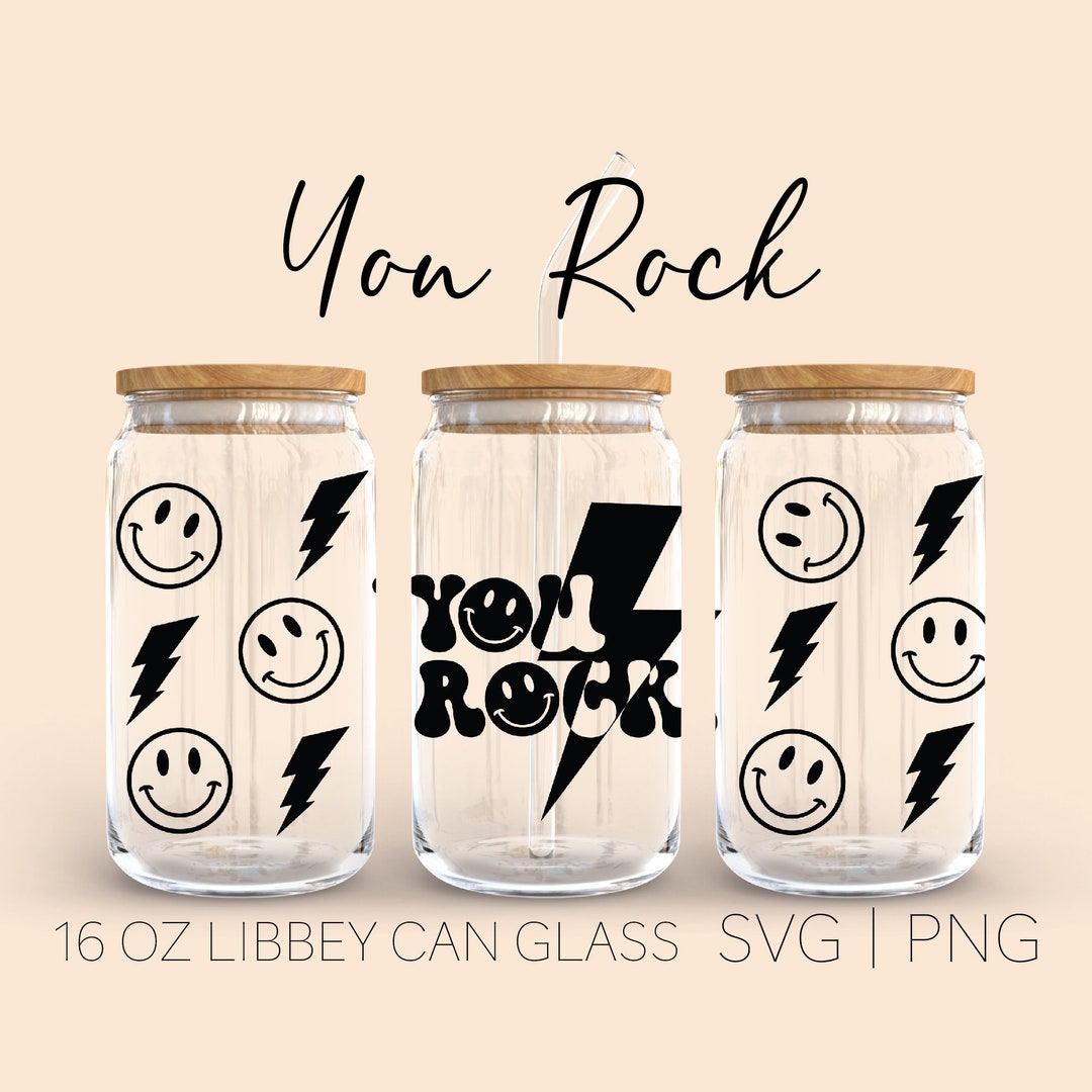 You Rock Libbey Can Glass Svg, 16 Oz Can Glass, You Rock Svg, Lightning ...