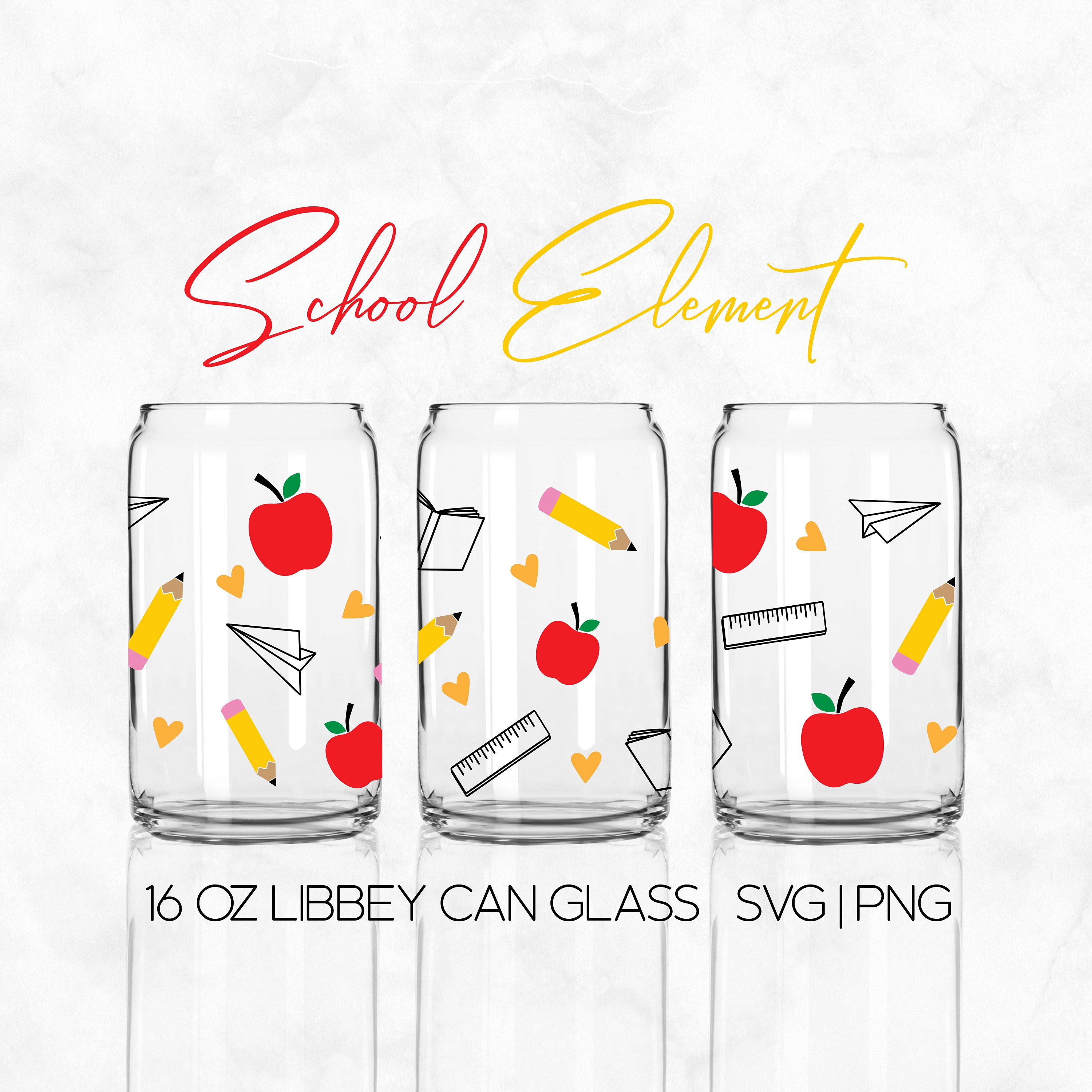 School Element Libbey Can Glass Svg 16 Oz Can Glass School | Etsy