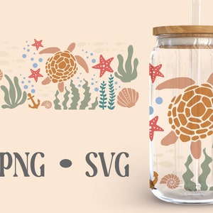 Sea Life Libbey Can Glass Svg, 16 Oz Can Glass, Sea Life Svg, Seamless ...